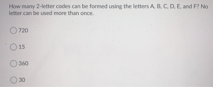 Solved How many 2-letter codes can be formed using the | Chegg.com