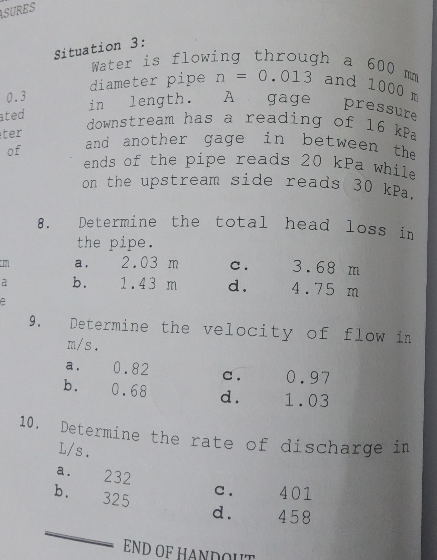 Solved Situation 3:Water is ﻿flowing through | Chegg.com