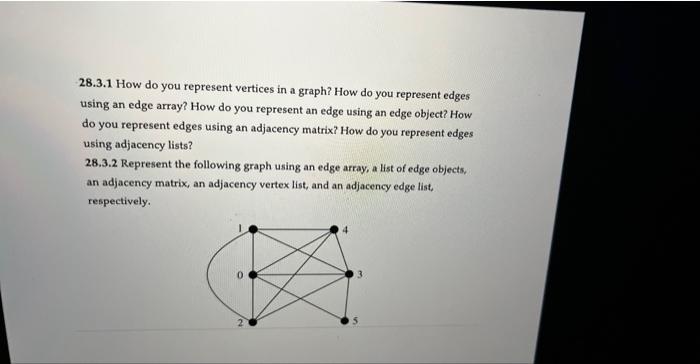 Solved 28.3.1 How do you represent vertices in a graph? How | Chegg.com
