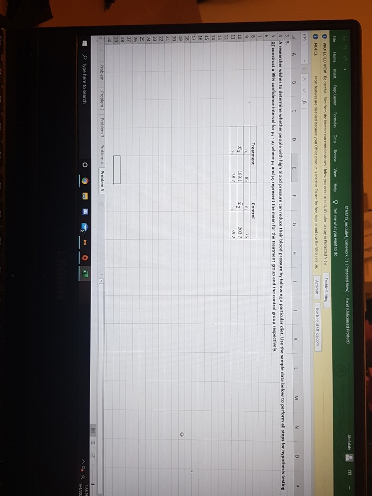Solved Abdulahi STA3215_module4 homework (1) Protected View] | Chegg.com