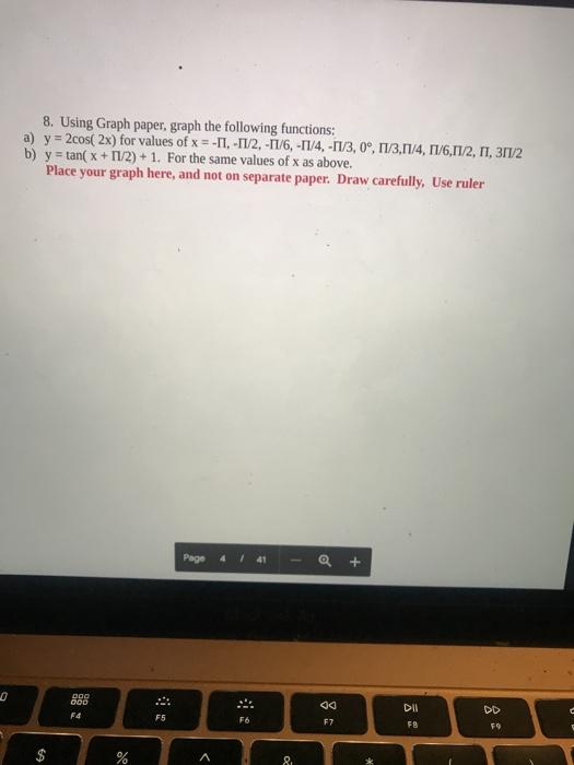 Solved 8. Using Graph paper, graph the following functions: | Chegg.com