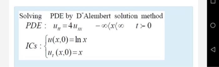 Solved Solving PDE by D'Alembert solution method PDE : 11,4 | Chegg.com