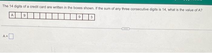 Solved The 14 digits of a credit card are written in the | Chegg.com