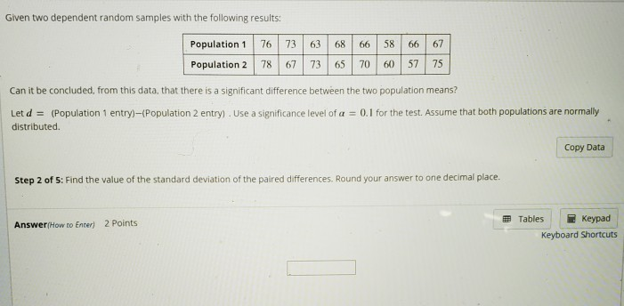 Solved Given two dependent random samples with the following | Chegg.com