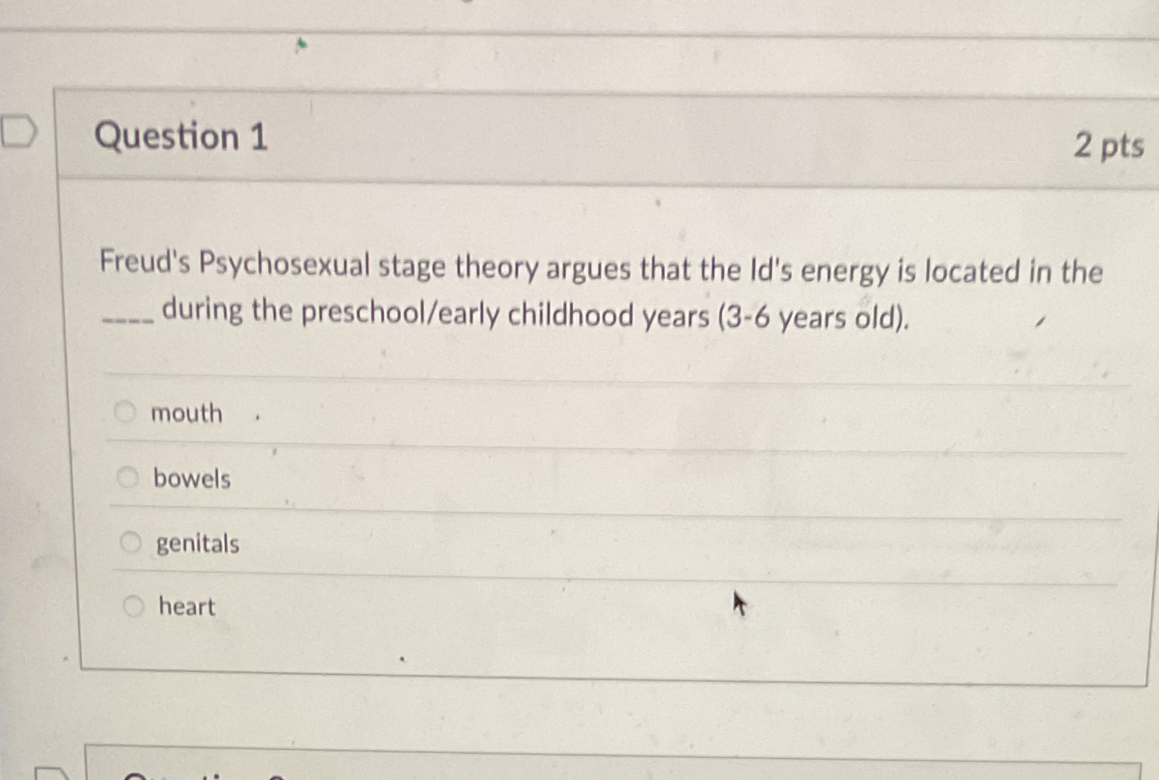 High Quality SOLUTION Question 12 ﻿ptsFreud's Psychosexual stage theory ...