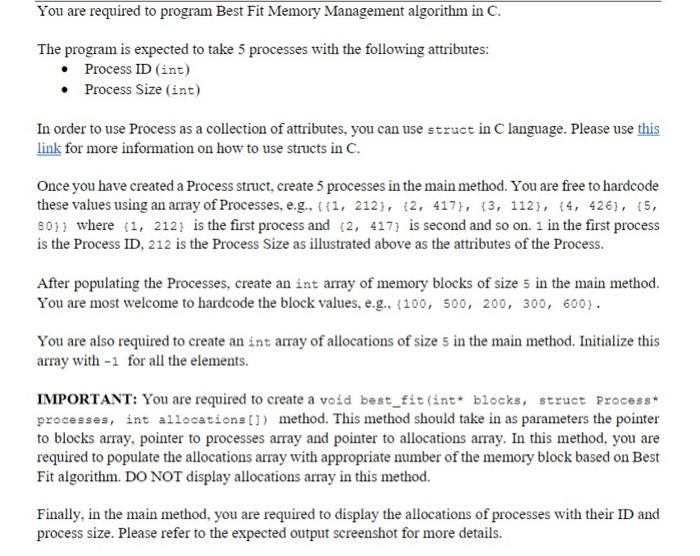 Solved The program is expected to take 5 processes with the | Chegg.com