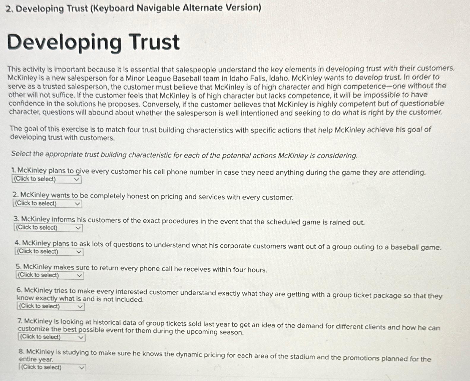 Solved Developing Trust (Keyboard Navigable Alternate | Chegg.com
