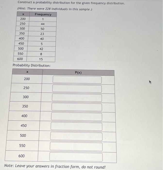 Solved Construct a probability distribution for the given | Chegg.com