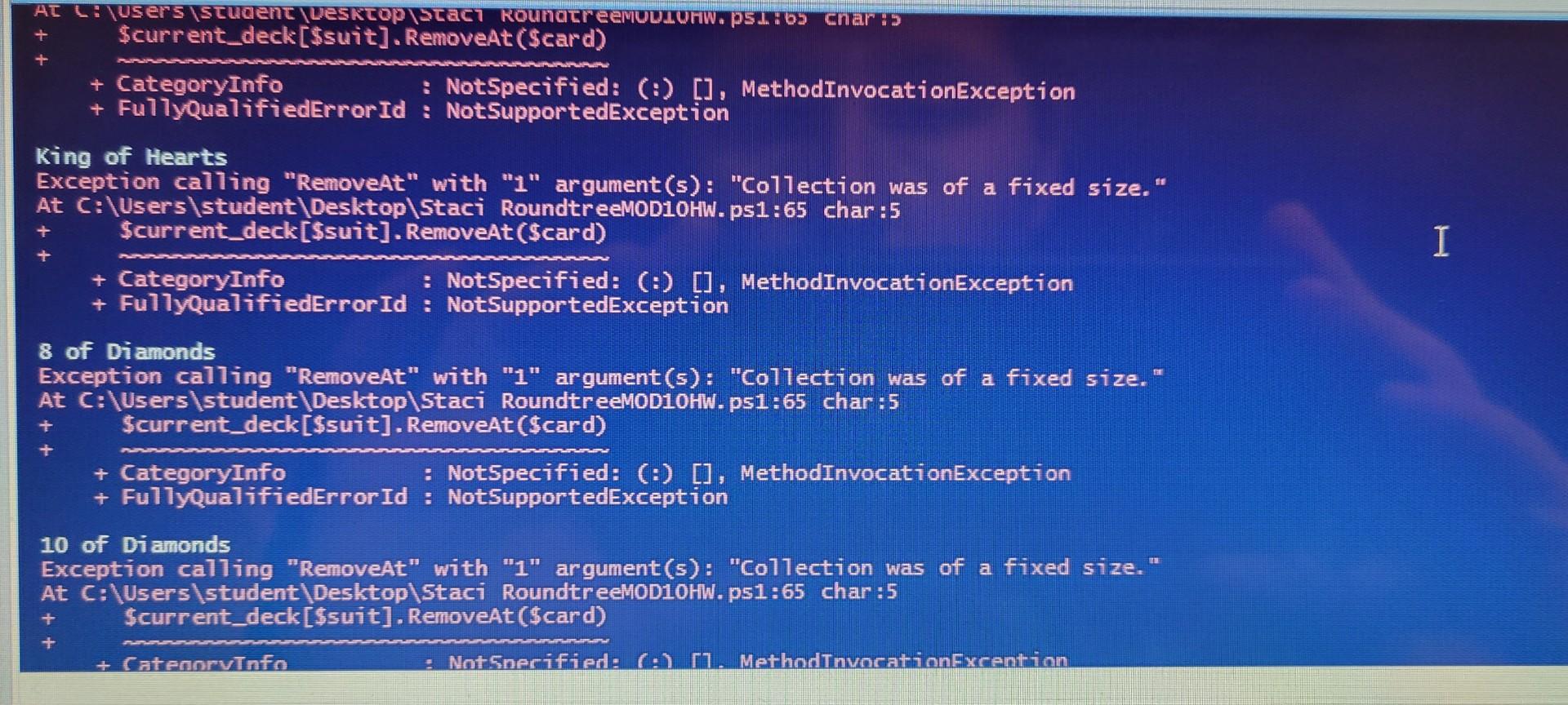 Solved + \$current_deck[\$suit].RemoveAt (\$card) + | Chegg.com