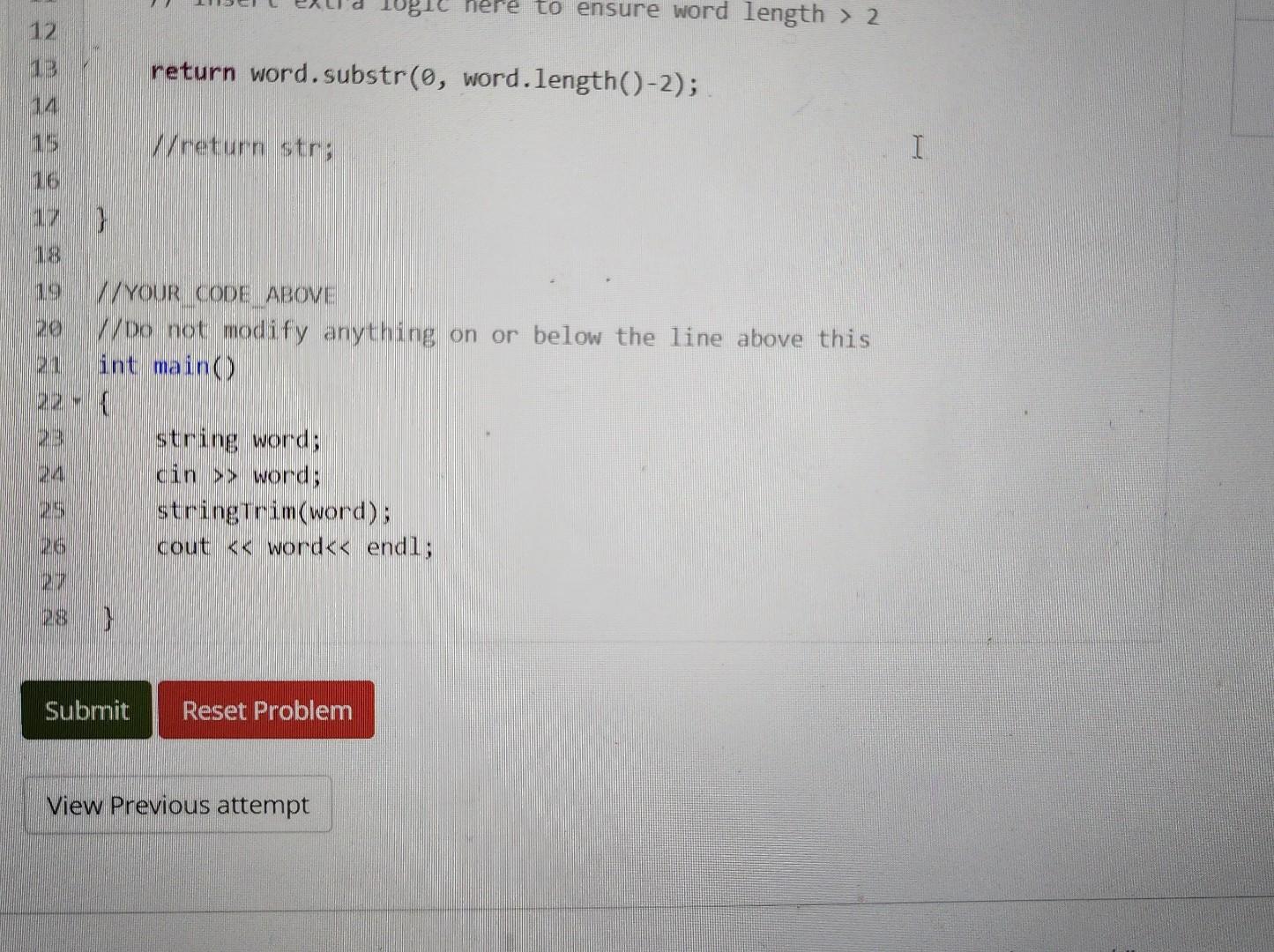 Solved Write a function stringtrim that removes the first | Chegg.com