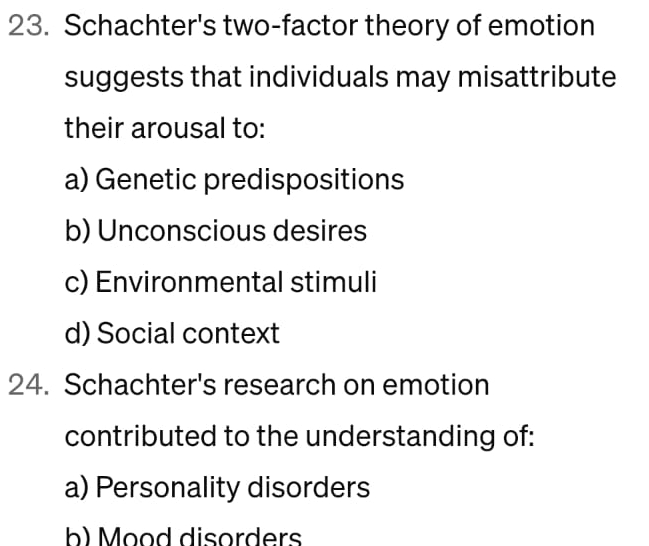 Solved Schachter's two-factor theory of emotion suggests | Chegg.com