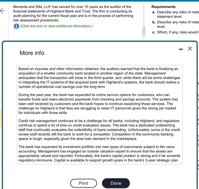 Solved More info Based on inquiries and other information | Chegg.com