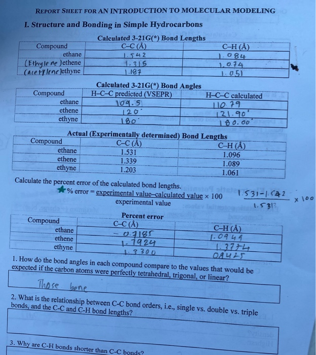 Solved 1.084 REPORT SHEET FOR AN INTRODUCTION TO MOLECULAR | Chegg.com