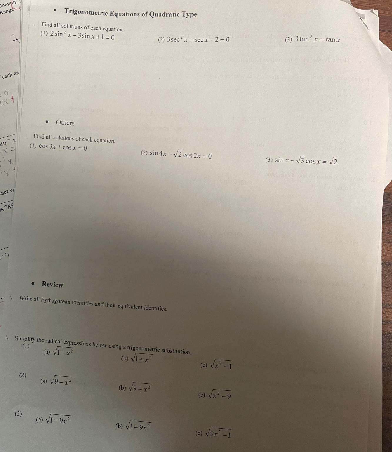 Solved Trigonometric Equations of Quadratic TypeFind all | Chegg.com