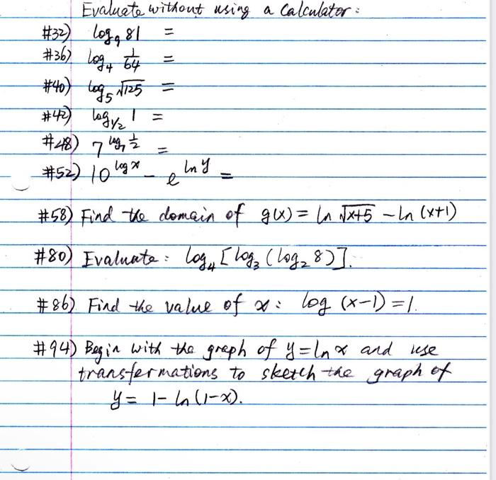 Solved Evaluate without using a calculator: \#32) log981= | Chegg.com