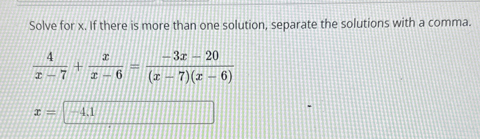 Solved Solve for x. ﻿If there is more than one solution, | Chegg.com
