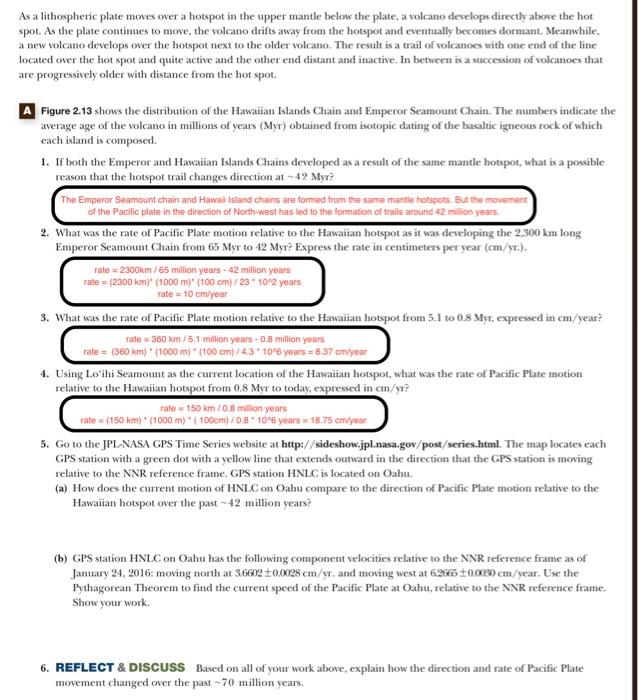 Figure 2.13 Trail of the Hawaiian hotspot. Top map | Chegg.com