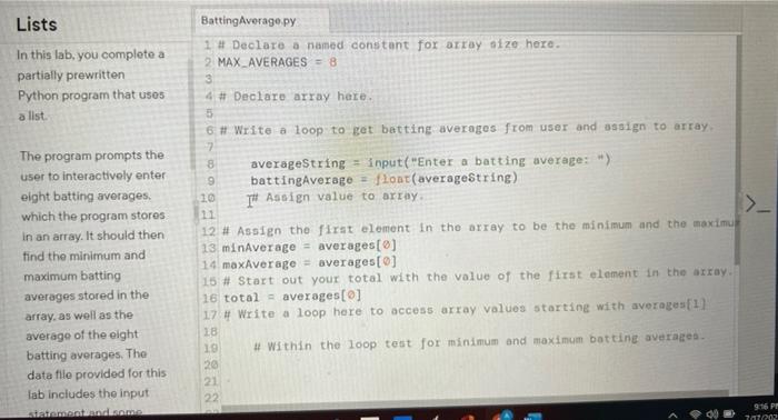 Solved BattingAverage.py 4 maxAverage = averages[0] 6. I | Chegg.com