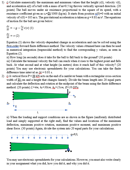 Solved i) ﻿Calculate numerically the maximum and minimum | Chegg.com