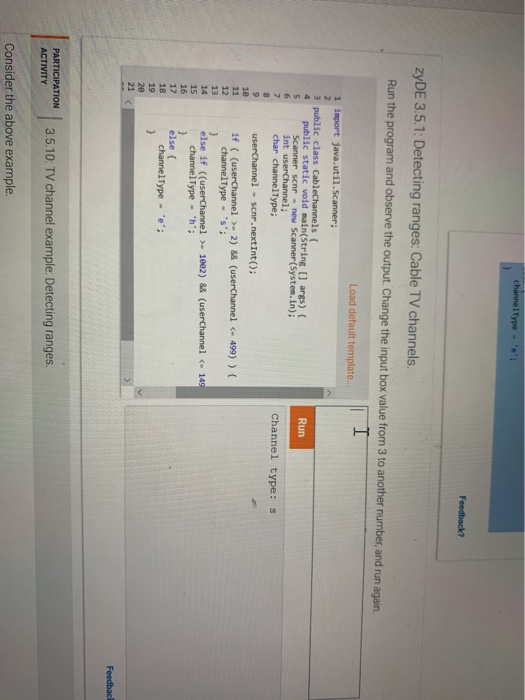 Solved channelType- 'e'; Feedback? ZYDE 3.5.1: Detecting | Chegg.com