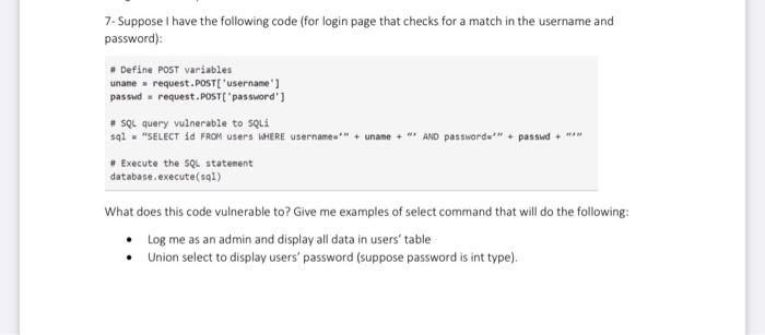 Solved 4-What vulnerability exixtst in the code below: void | Chegg.com