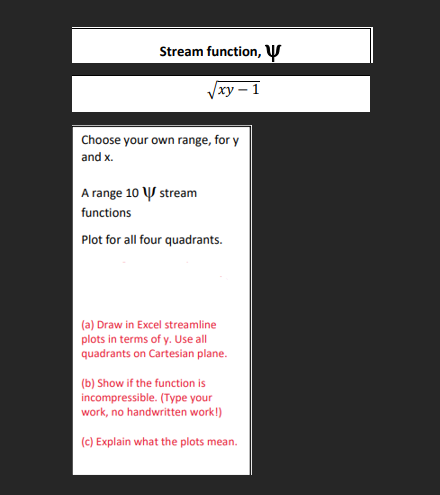 Solved Stream function, Ψxy-12Choose your own range, for y | Chegg.com