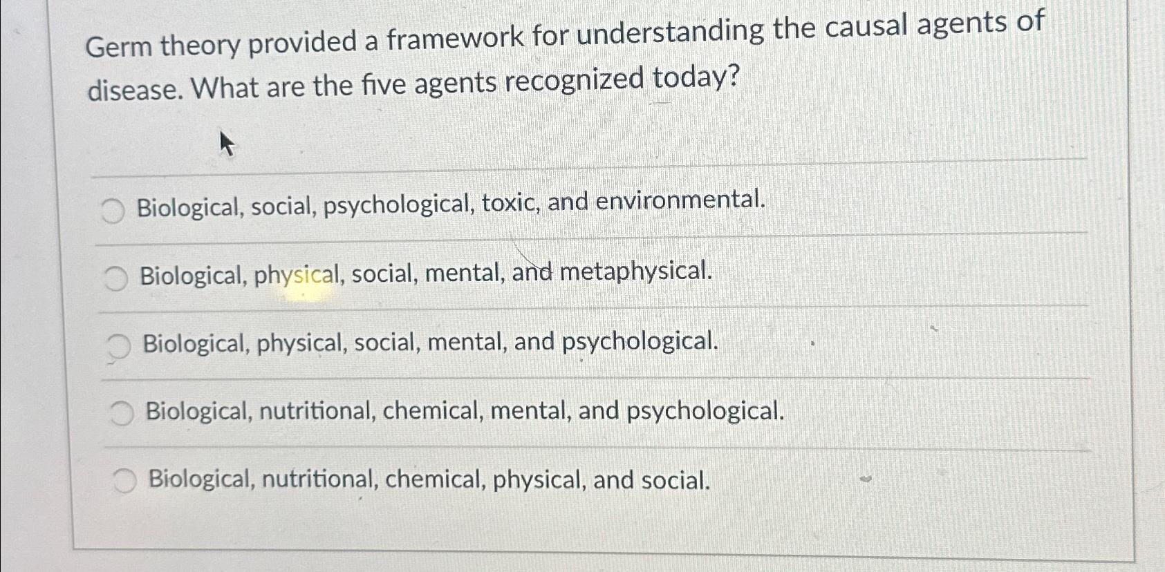 Solved Germ theory provided a framework for understanding | Chegg.com