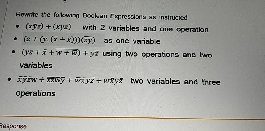 Solved Rewrite the following Boolean Expressions as | Chegg.com