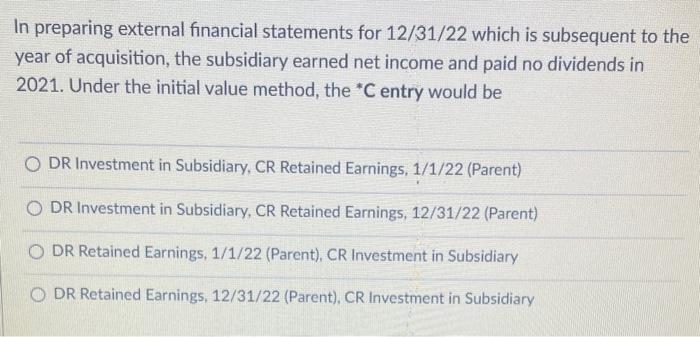 Solved In preparing external financial statements for | Chegg.com
