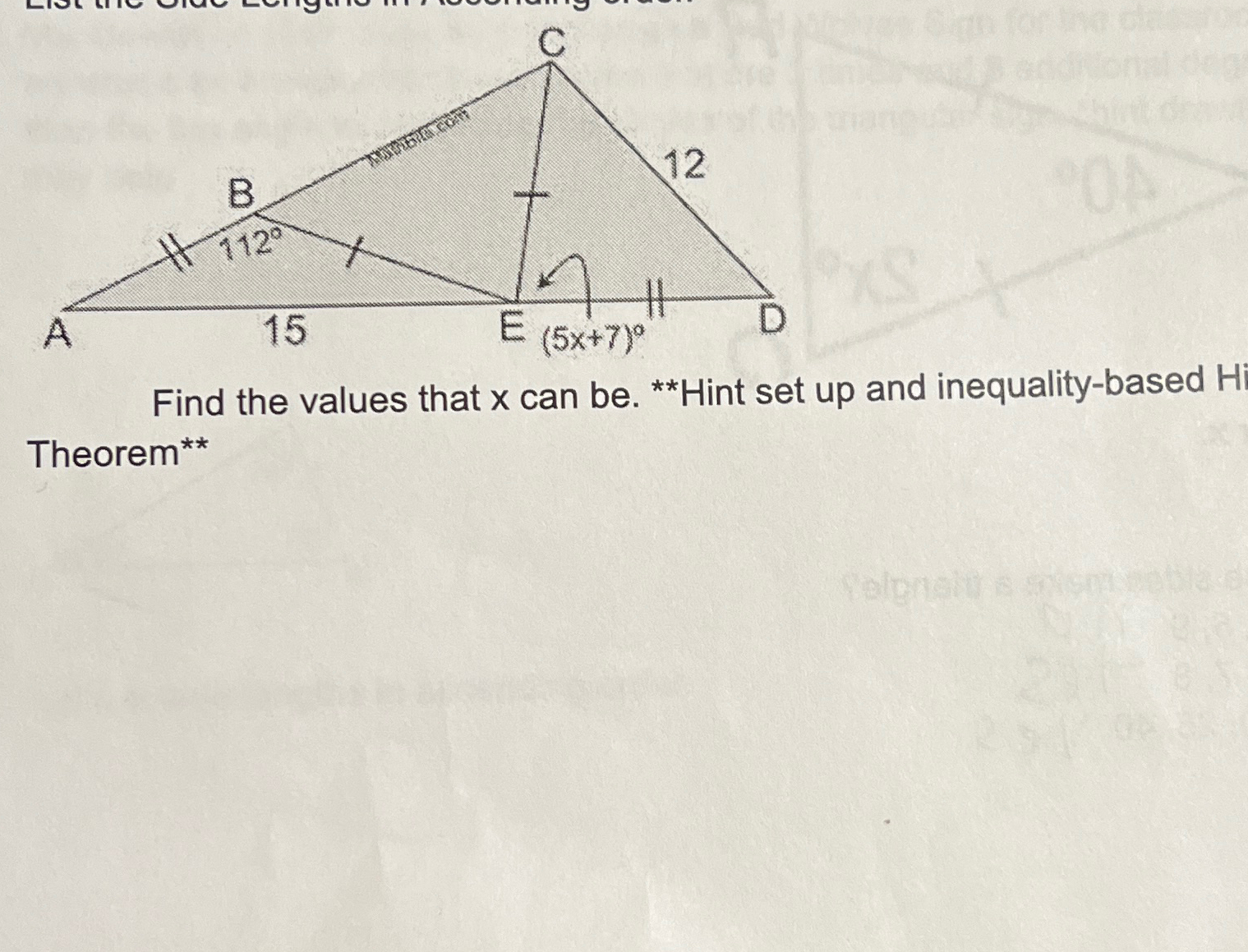 Solved Find the values that x ﻿can be. ?**** ﻿Hint set up | Chegg.com