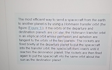 Solved The most efficient way to send a spacecraft from the | Chegg.com