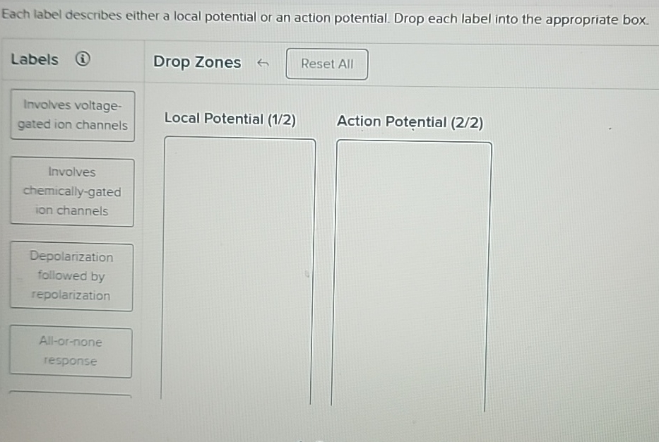 Solved Each label describes either a local potential or an | Chegg.com