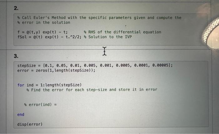 Solved \& Call Euler's Method with the specific parameters | Chegg.com