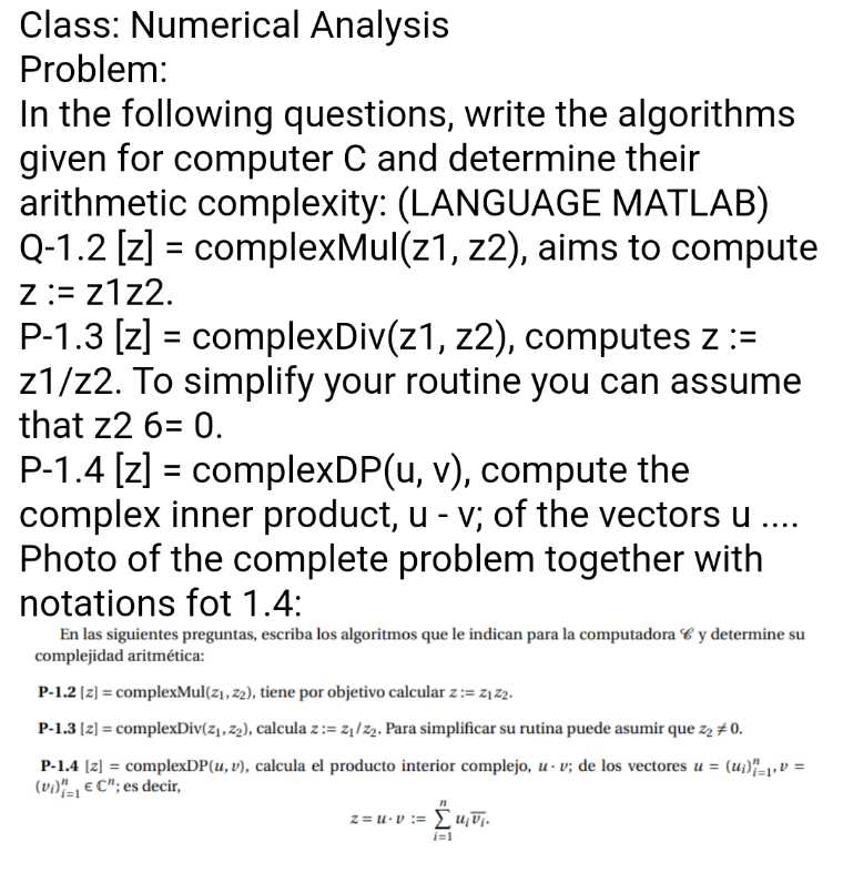 Solved Class: Numerical Analysis Problem: In the following | Chegg.com