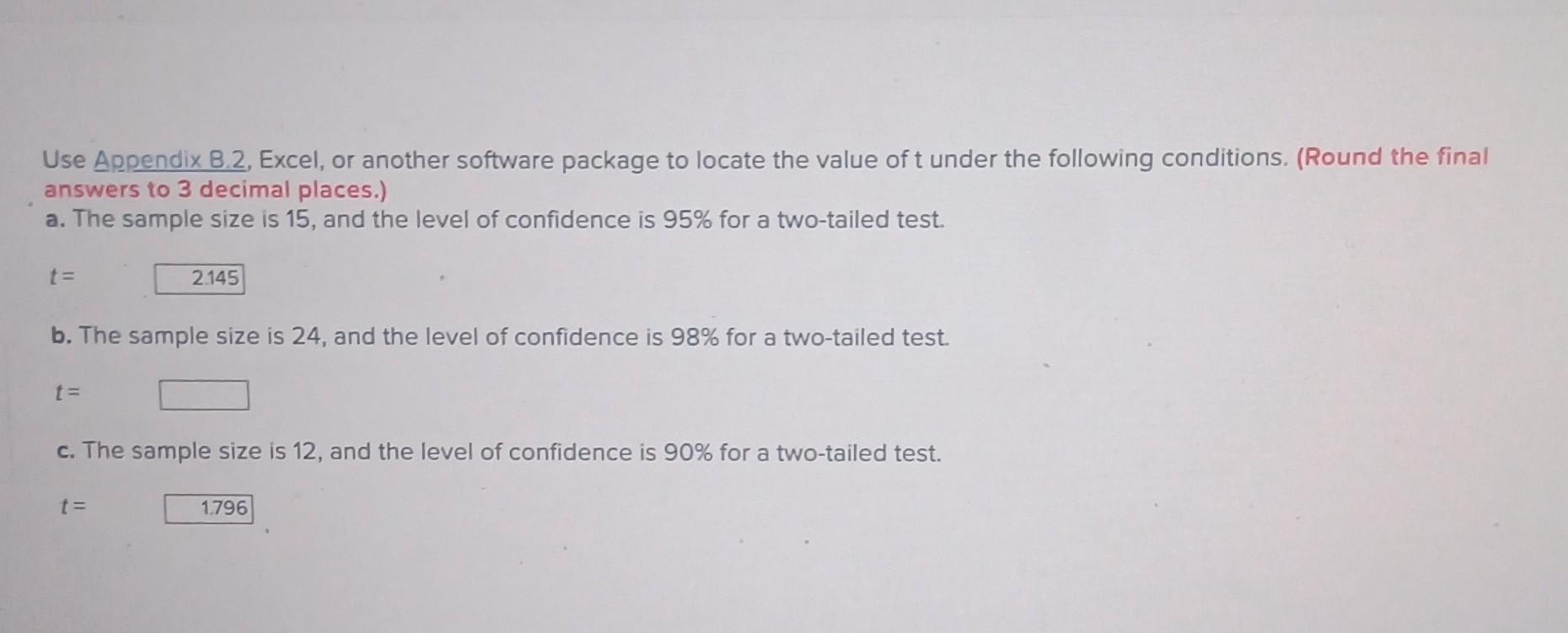 Solved Use Appendix B.2, Excel, or another software package | Chegg.com