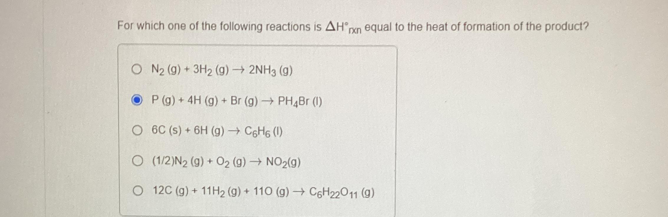 Solved For which one of the following reactions is ΔH°rxn | Chegg.com