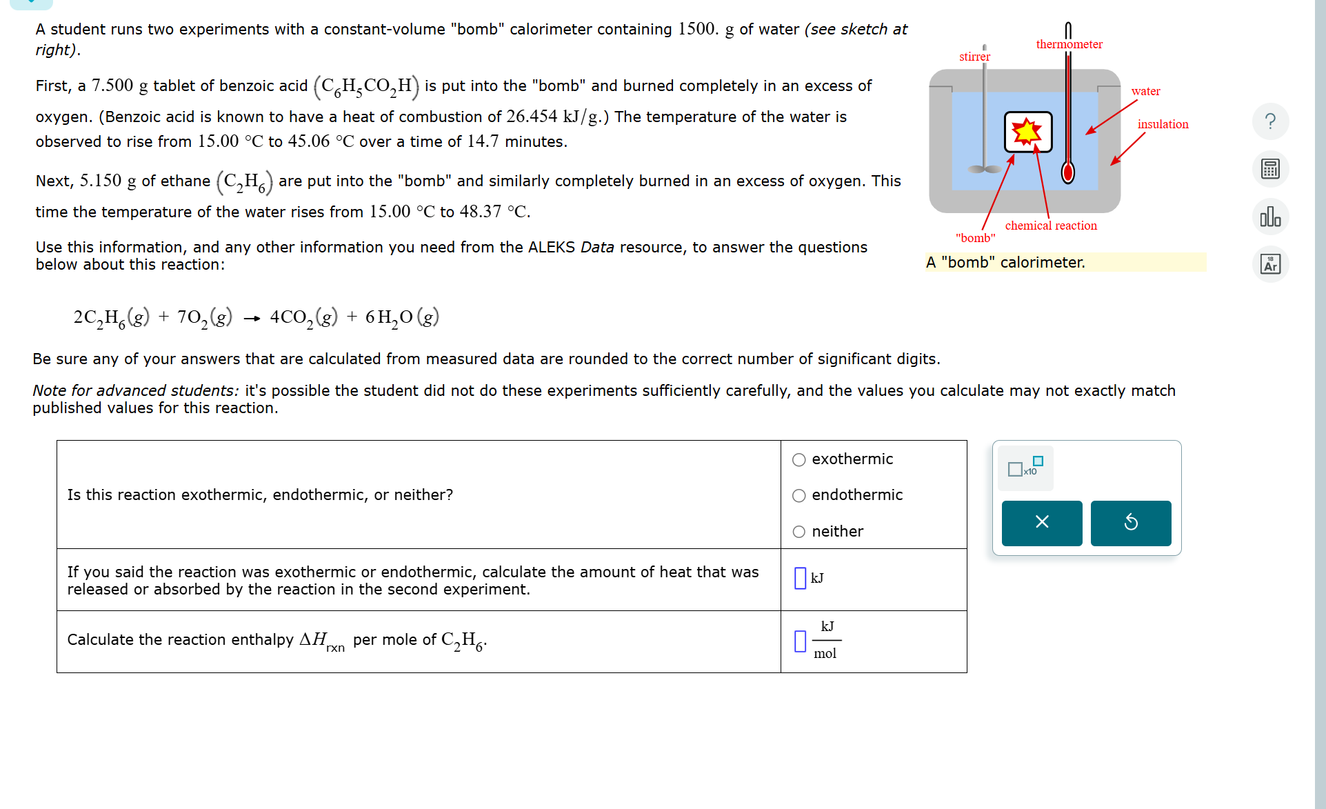 Solved A student runs two experiments with a constant-volume | Chegg.com