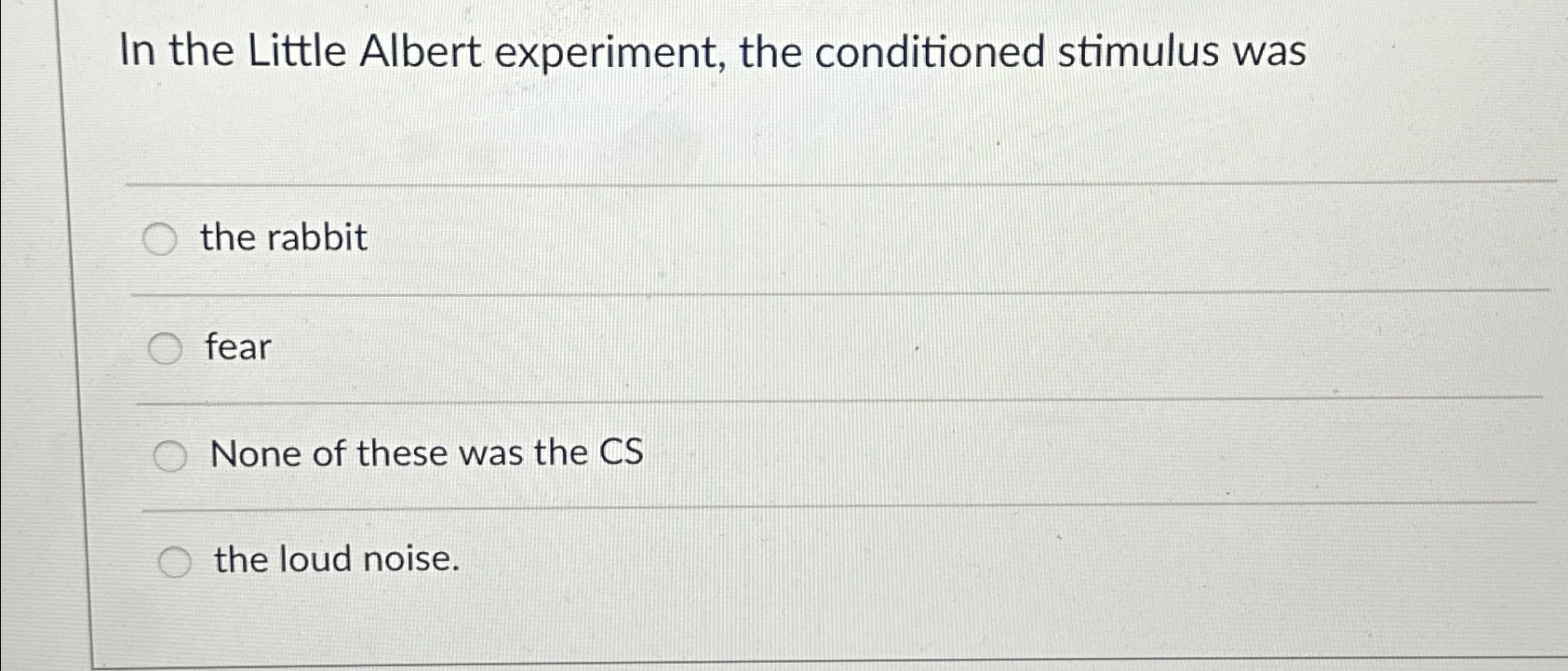 Solved In the Little Albert experiment, the conditioned | Chegg.com