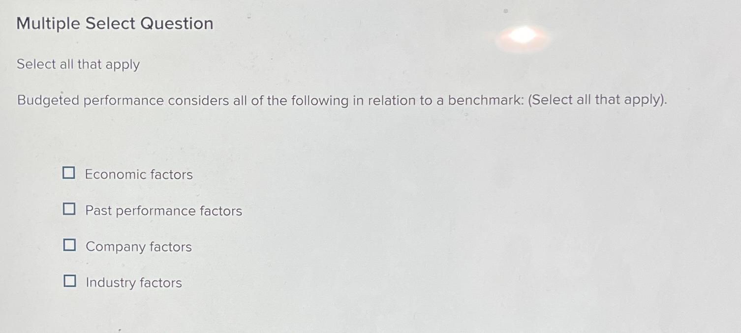 Solved Multiple Select QuestionSelect all that applyBudgeted | Chegg.com