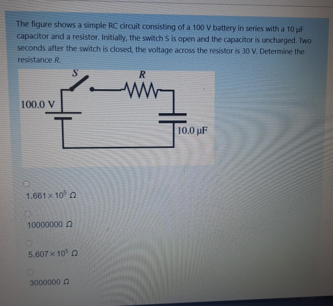 Solved The figure shows a simple RC circuit consisting of a | Chegg.com