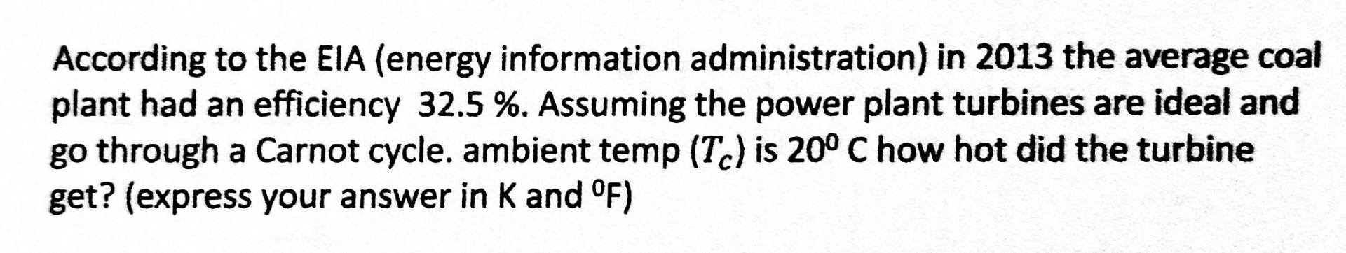 Solved According to the EIA (energy information | Chegg.com