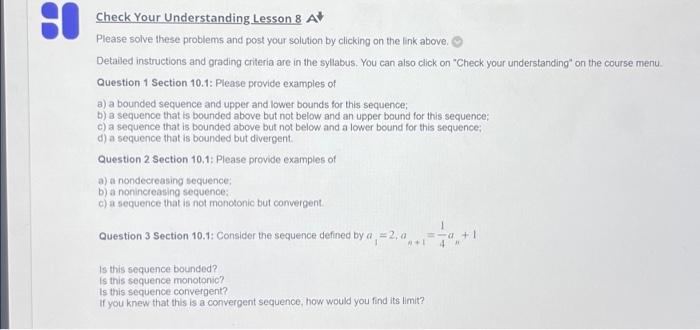 Solved 80 Check Your Understanding Lesson 8 A Please solve | Chegg.com