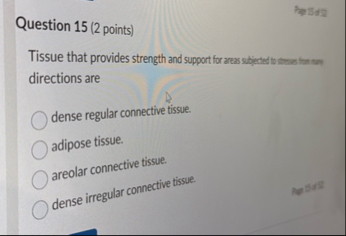 Solved Question 15 (2 ﻿points) ﻿directions aredense regular | Chegg.com