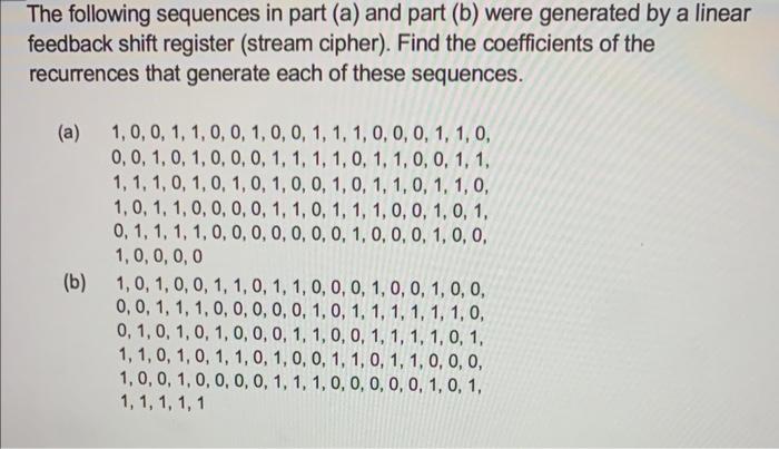 Solved The following sequences in part (a) and part (b) were | Chegg.com