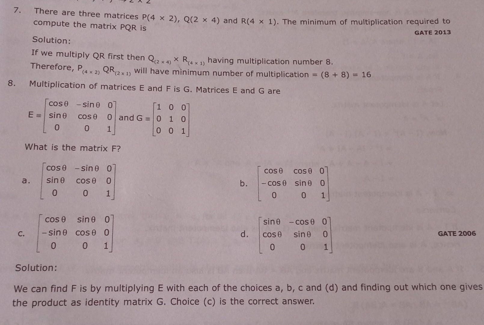Solved 7. There are three matrices P(4×2),Q(2×4) and R(4×1). | Chegg.com