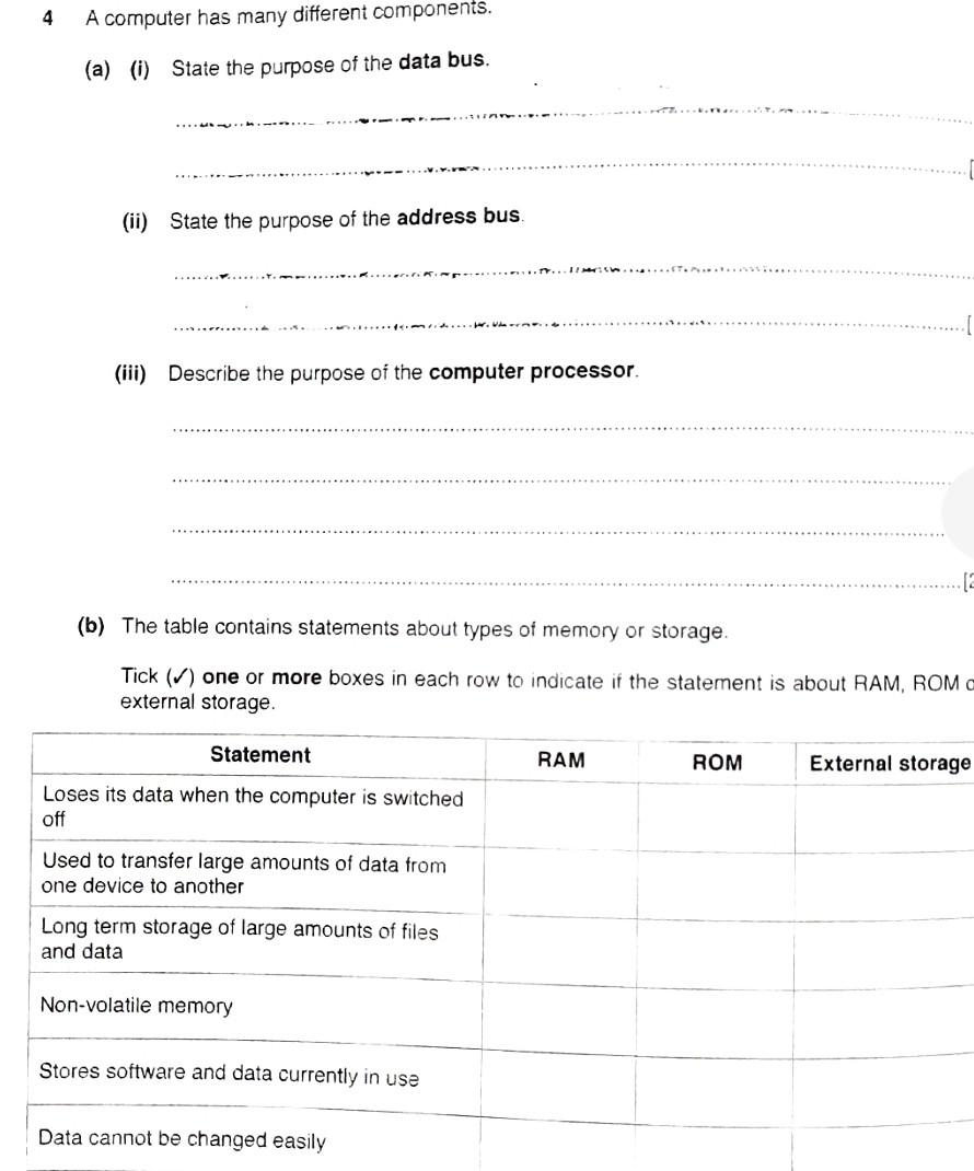 Solved (iii) Describe the purpose of the computer processor. | Chegg.com