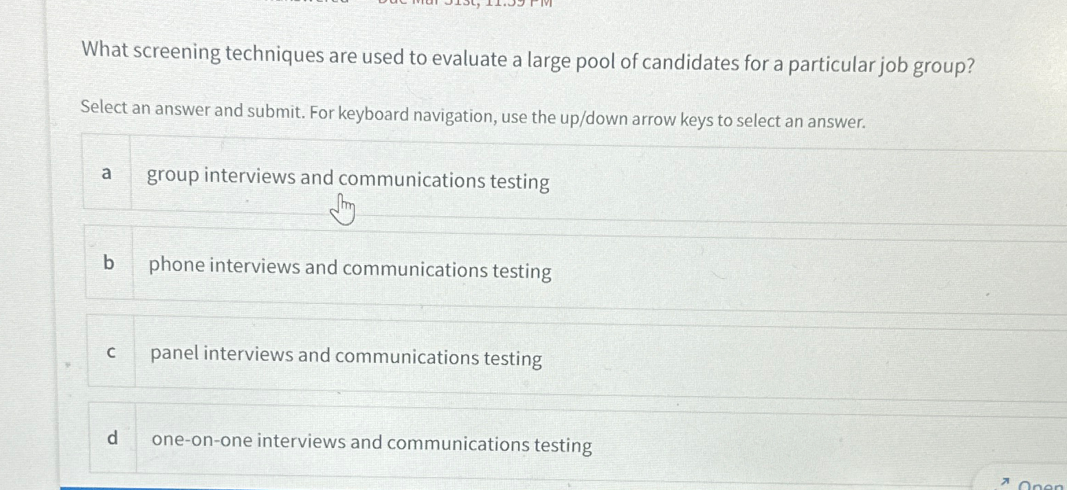 Solved What screening techniques are used to evaluate a | Chegg.com