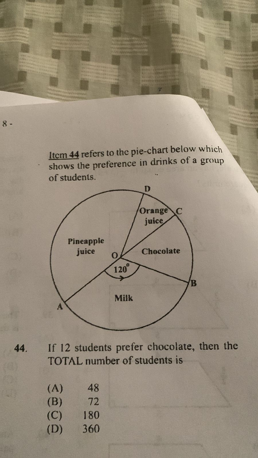 Solved 8 -Item 44 ﻿refers to the pie-chart below which shows | Chegg.com
