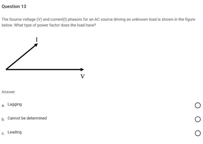 Solved Question 13 The Source voltage (V) and current (1) | Chegg.com
