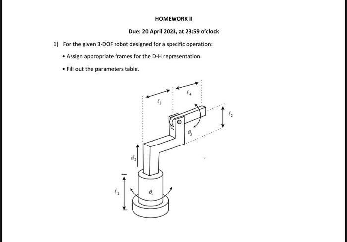 1) For the given 3-DOF robot designed for a specific | Chegg.com
